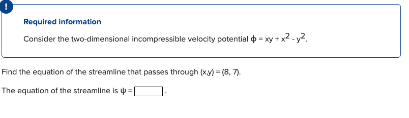 Solved Find The Equation Of The Streamline That Passes