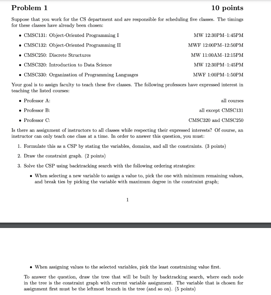 Solved Problem 1 10 points Suppose that you work for the CS | Chegg.com