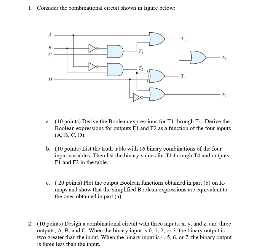 Solved 1. Consider the combinational circuit shown in figure | Chegg.com