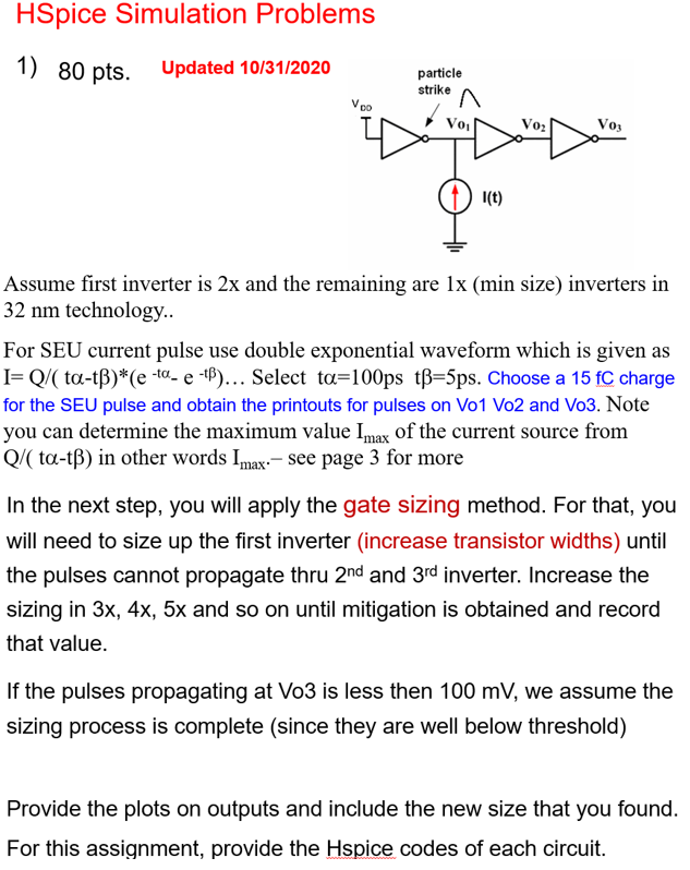 HSpice Simulation Problems 1) 80 pts. Updated | Chegg.com
