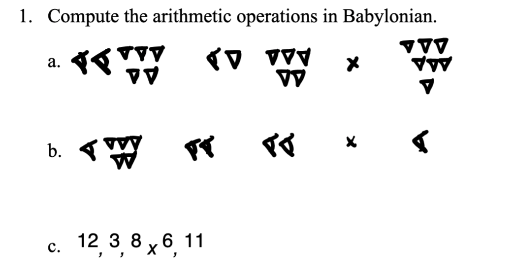 Solved 1. Compute the arithmetic operations in Babylonian. | Chegg.com