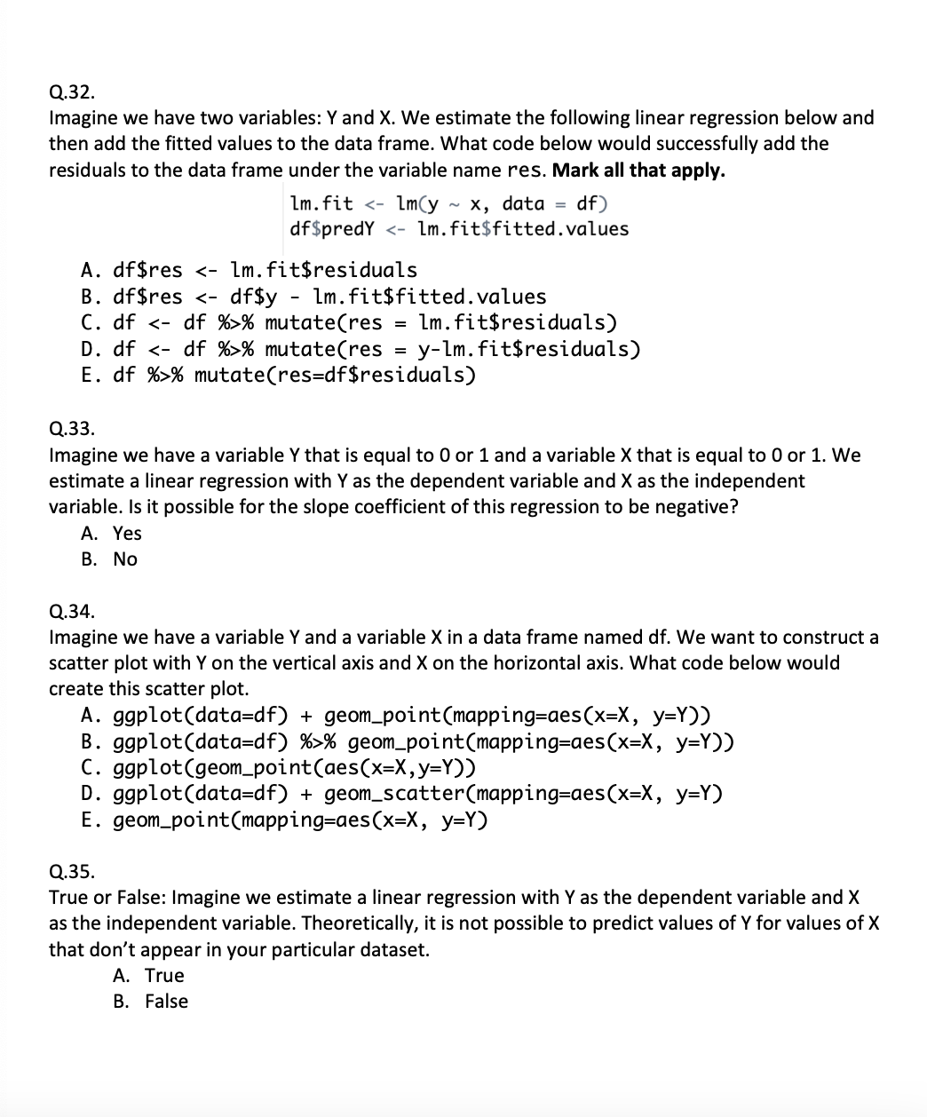 Solved Q.23. Imagine we have the dataset below (the first 6 | Chegg.com