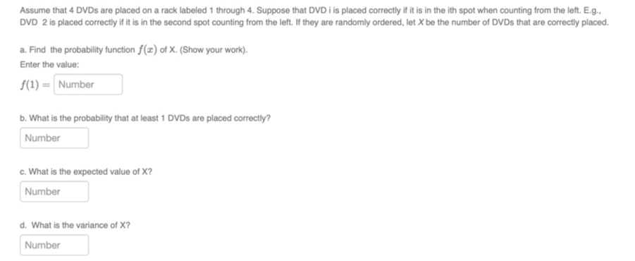 Solved Assume that 4 DVDs are placed on a rack labeled 1 | Chegg.com