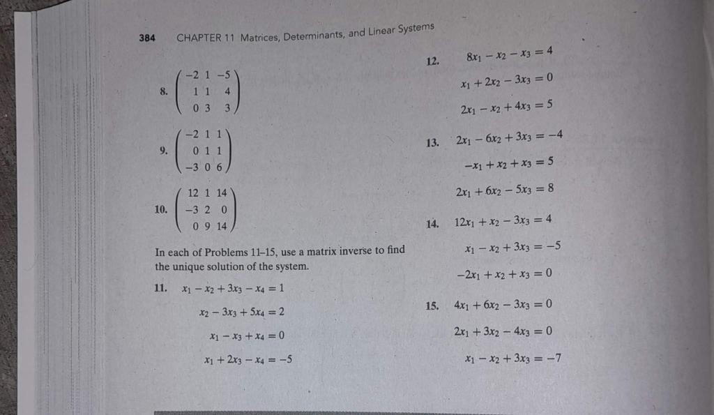 Solved In Each Of Problems 1 10 Find The Inverse Of The 0919