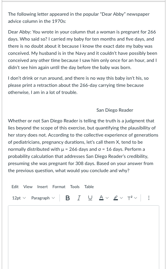 Solved The following letter appeared in the popular "Dear | Chegg.com