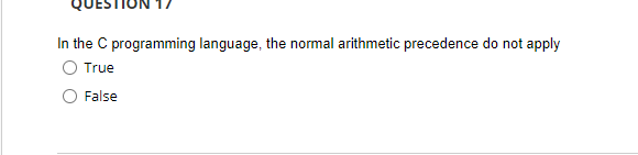 Solved In The C Programming Language The Normal Arithmetic 