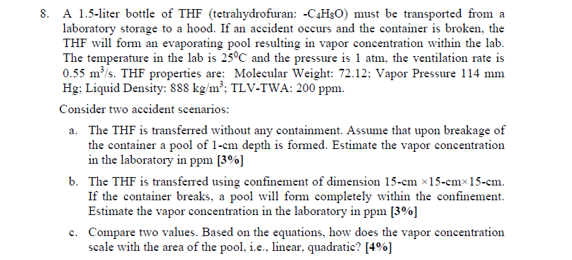 8. A 1.5-liter bottle of THF (tetrahydrofuran: | Chegg.com