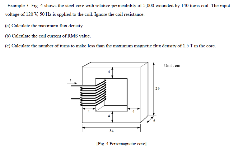 Solved Example 3. Fig. 4 shows the steel core with relative | Chegg.com