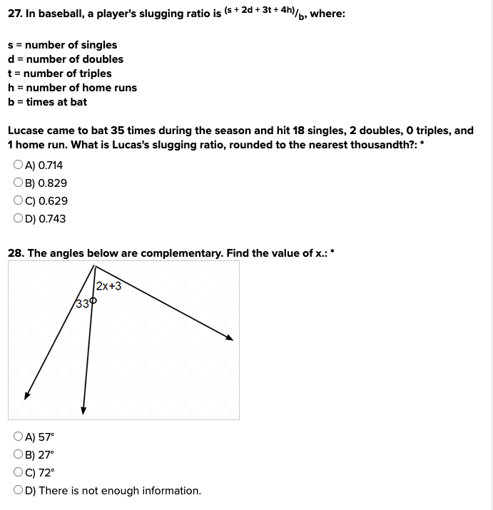 Solved 27. In baseball, a player's slugging ratio is | Chegg.com