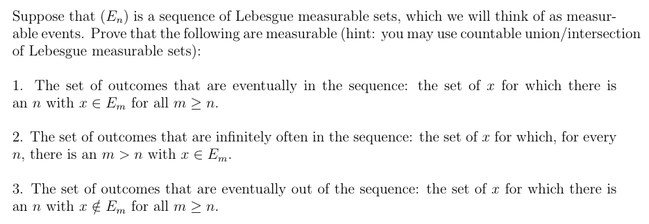 Suppose that (En) is a sequence of Lebesgue | Chegg.com