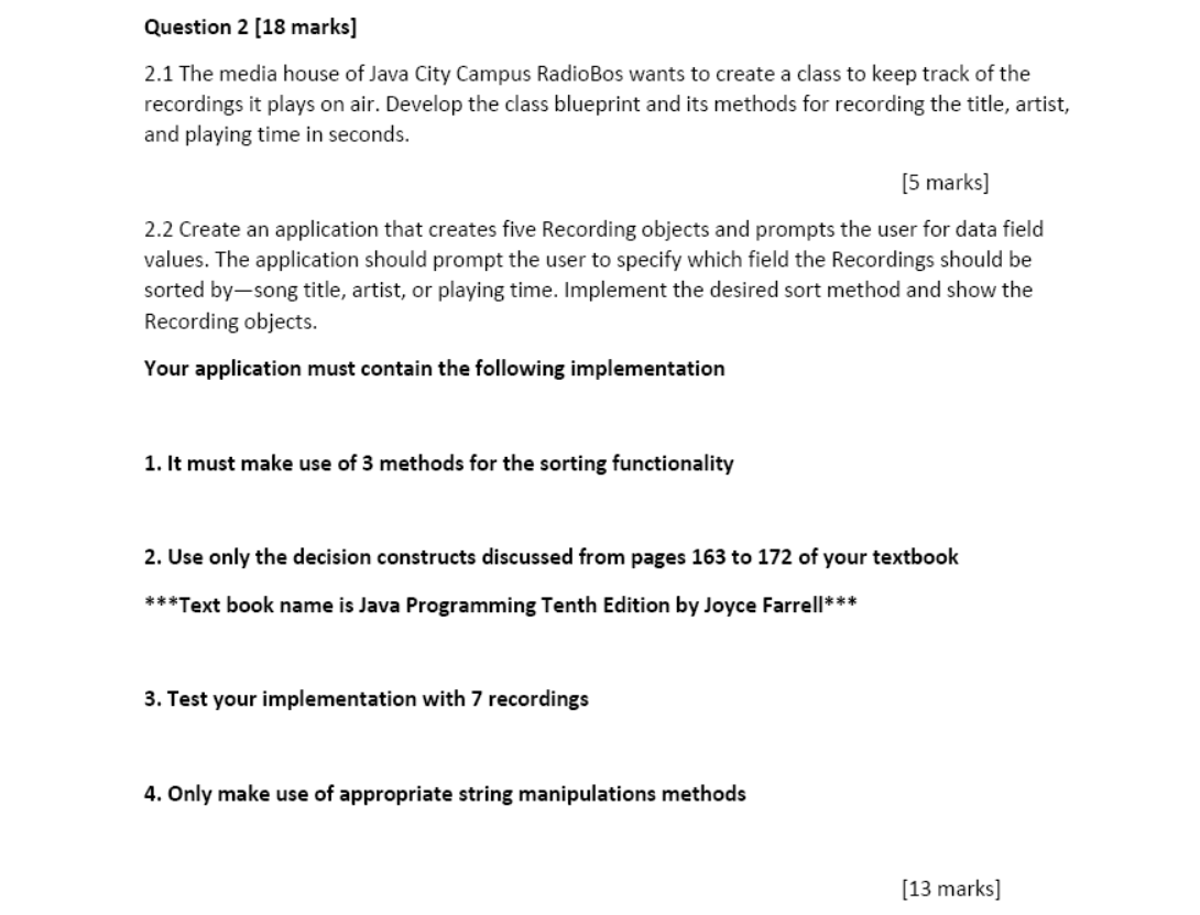 Solved 2.1 The media house of Java City Campus RadioBos | Chegg.com