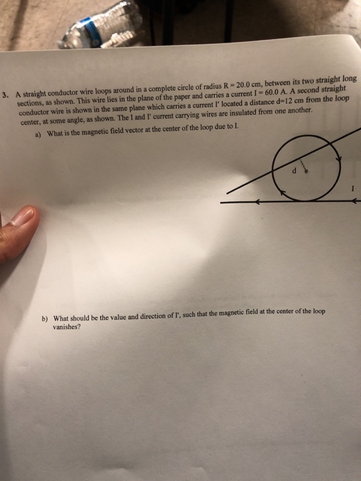 Solved A straight conductor wire loops around in a complete | Chegg.com