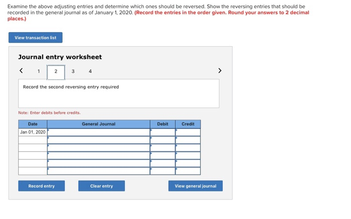 Solved Debit Credit (Adjustment a) 2019 Dec. 31 | Chegg.com