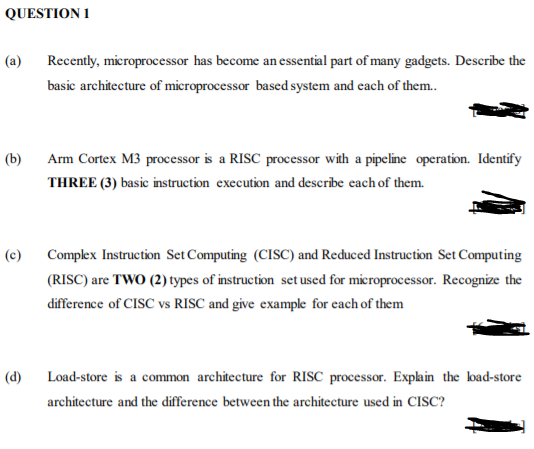 Solved QUESTION 1 (a) Recently, microprocessor has become an | Chegg.com