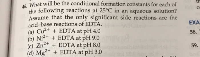 Solved What will be the conditional formation constants for | Chegg.com