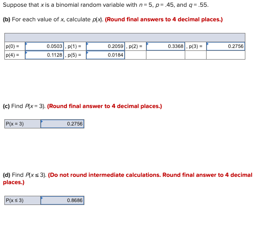 Solved Suppose that x is a binomial random variable with | Chegg.com