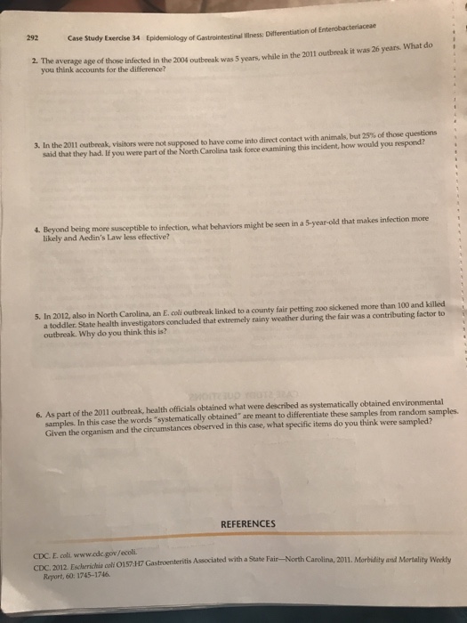 Solved 291 Case Study Exercise 34 E pidemiology of | Chegg.com