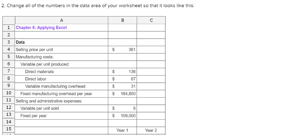 Solved 2. Change all of the numbers in the data area of your | Chegg.com