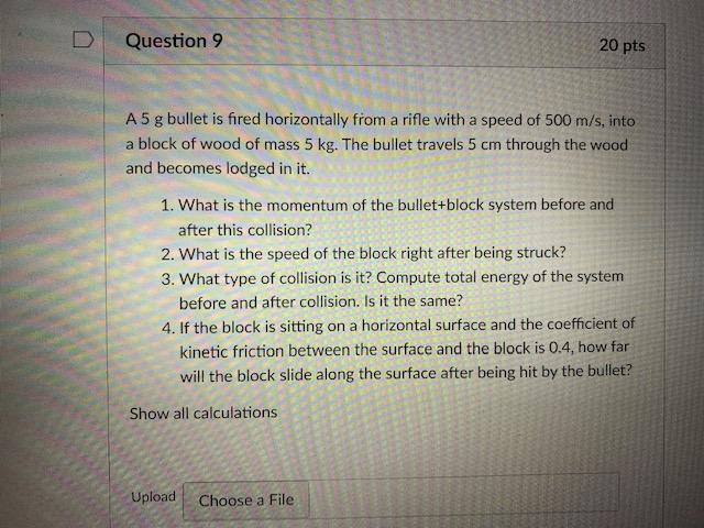 Uion 920 PtsA5 G Bullet Is Fired Horizontally From A Rifle With A Speed Of 500 M s Intoa 