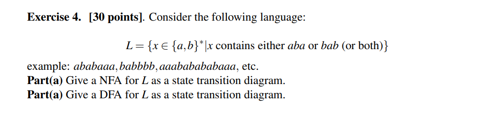 Solved Exercise 4. [30 points). Consider the following | Chegg.com