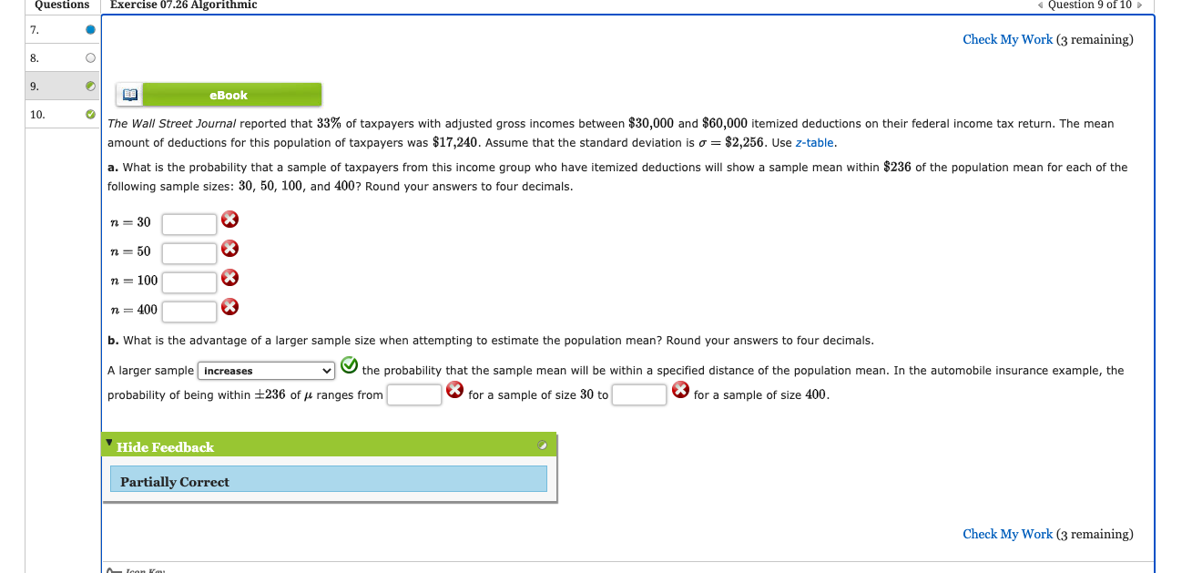 Solved Questions Exercise 07.26 Algorithmic Question 9 of 10 | Chegg.com