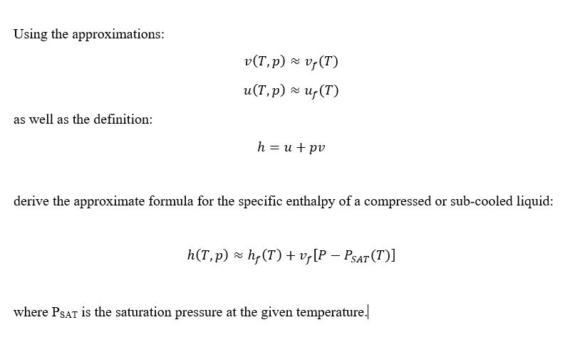 Solved Using the approximations: v(T,p) ~ v;(T) u(T,p) U(T) | Chegg.com