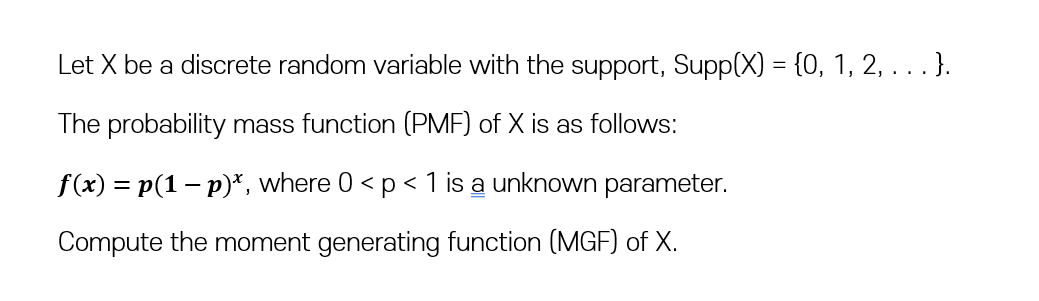 Solved Let x be a discrete random variable with the support, | Chegg.com