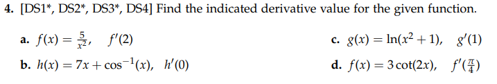 Solved 4. [DS1*, DS2*, DS3*, DS4] Find the indicated | Chegg.com