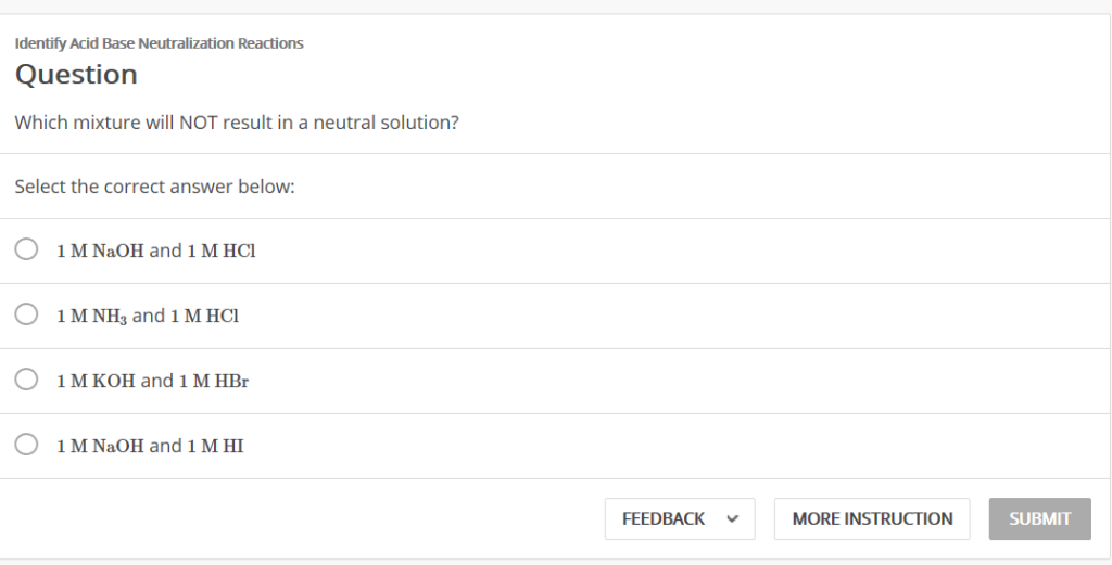 Solved Identify Acid Base Neutralization Reactions Question | Chegg.com