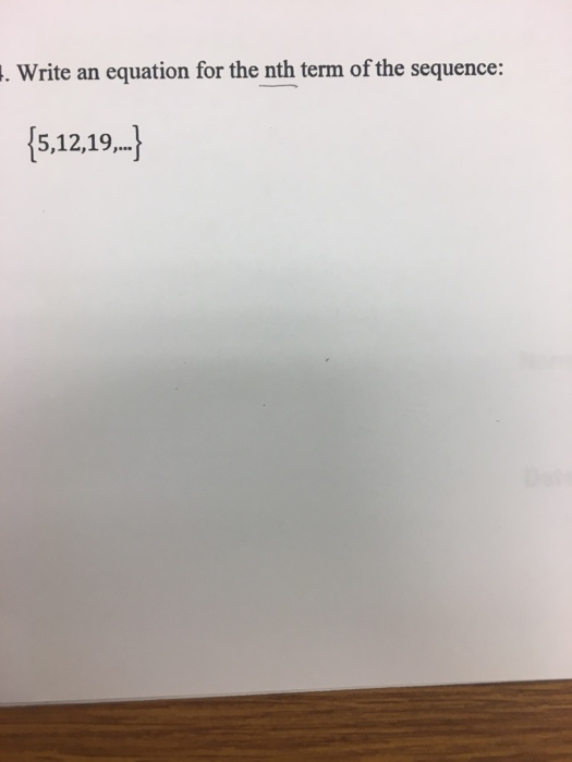 Solved . Write an equation for the nth term of the sequence: | Chegg.com