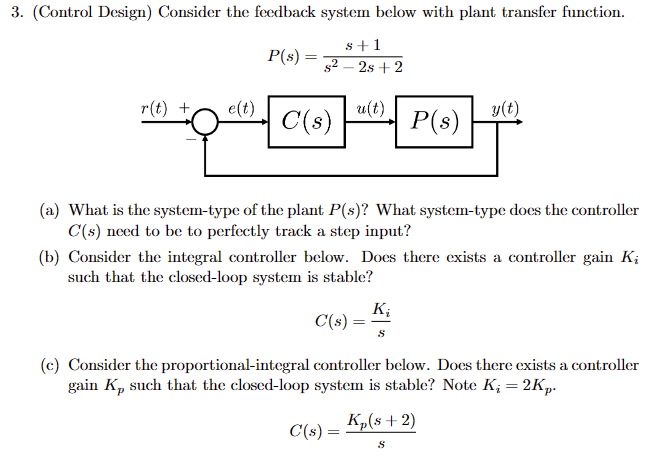 Solved (Control Design) Consider the feedback system below | Chegg.com