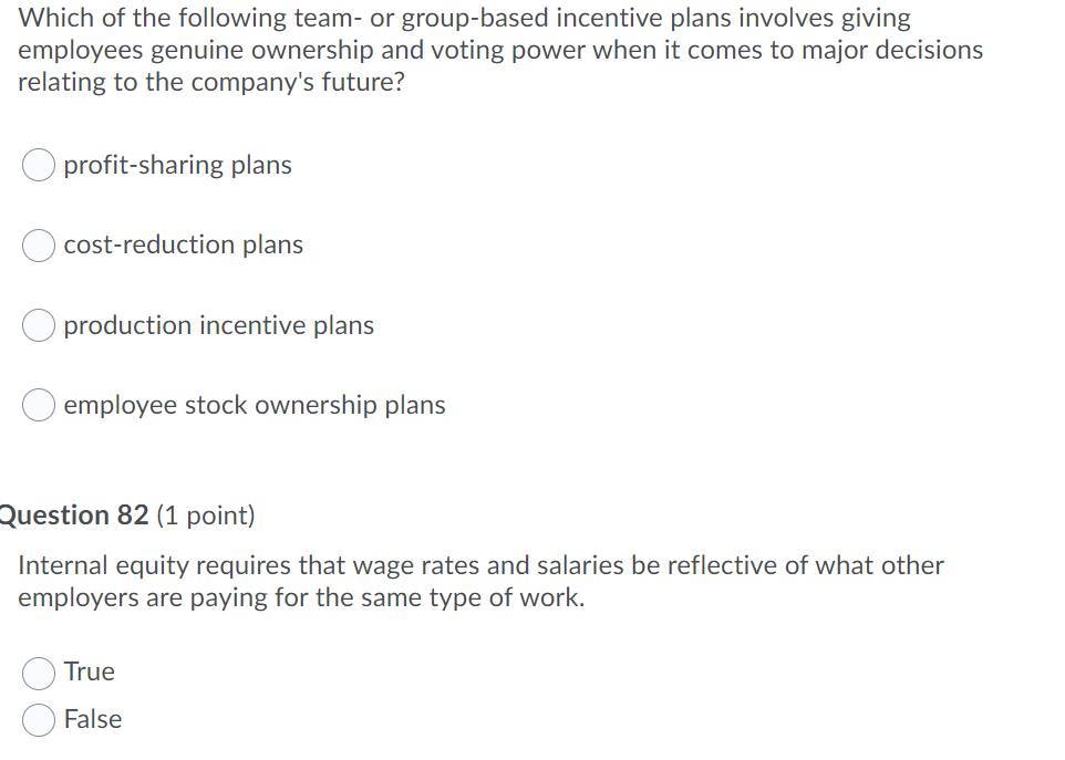 Solved Which of the following team- or group-based incentive | Chegg.com