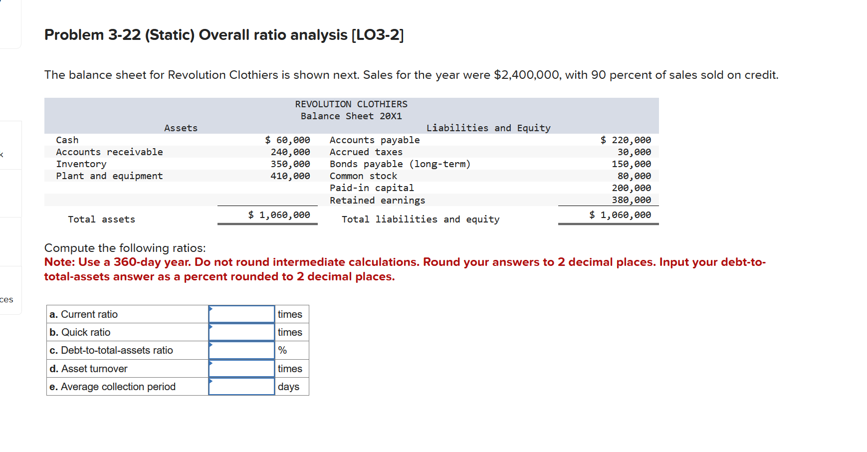 Solved Problem 3-22 (Static) Overall ratio analysis [LO3-2] | Chegg.com