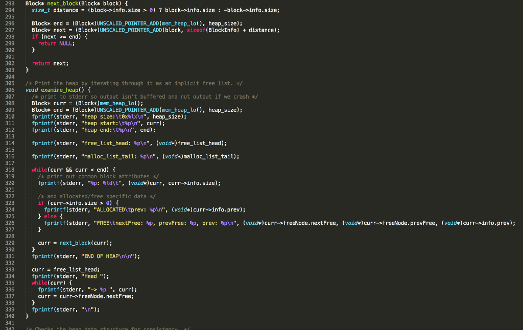 // This adds coalescing of free blocks. // Improves | Chegg.com