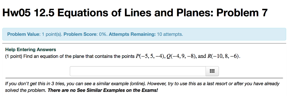 Solved Hw05 12.5 Equations of Lines and Planes: Problem 7 | Chegg.com