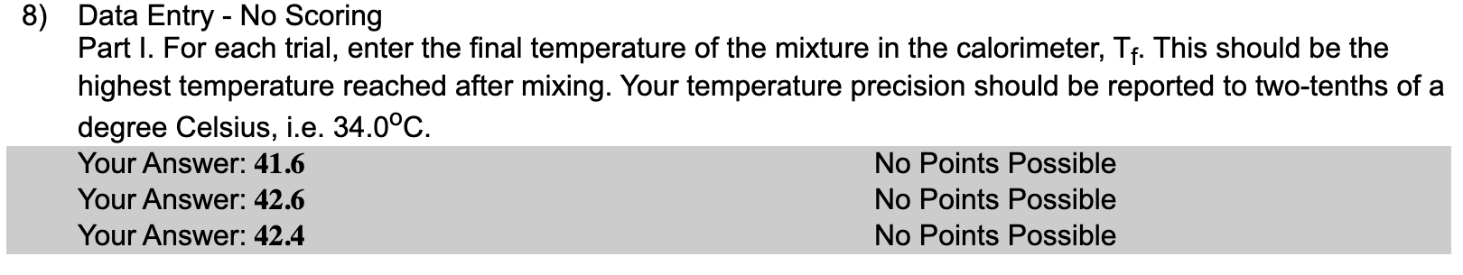 Scoring Scheme: 3-3-2-1 Part I. For each trial, | Chegg.com