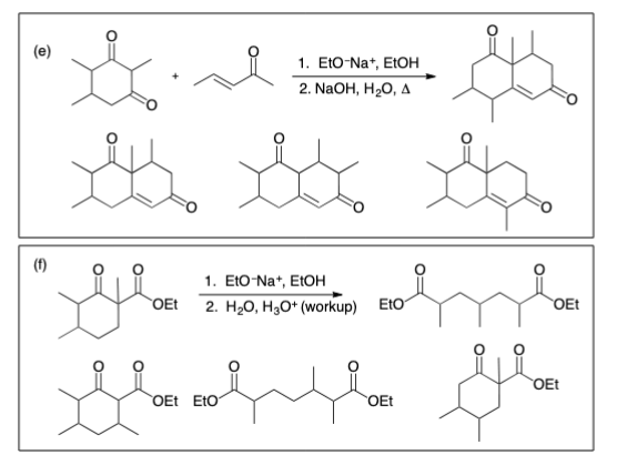 Solved (e) 1. EtO−Na+,EtOH (f) 1. EtO−Na+,EtOH 2. | Chegg.com