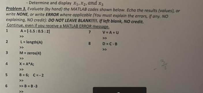 Solved - Determine and display x1,x2, and x3 Problem 3. | Chegg.com
