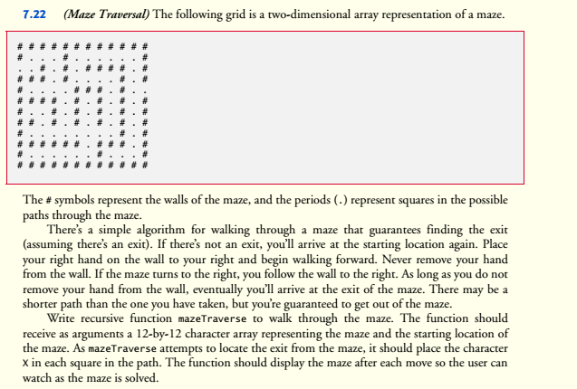 Solved 7.22 (Maze Traversal) The following grid is a | Chegg.com