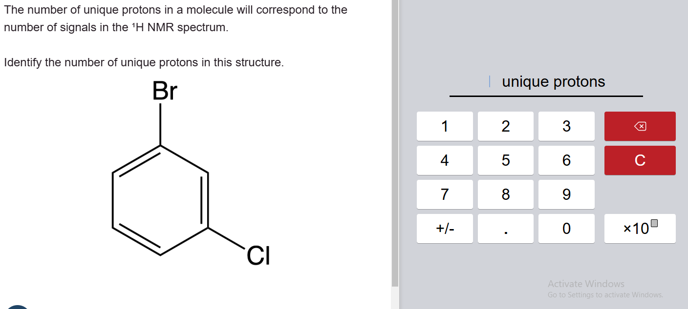 Solved The number of unique protons in a molecule will | Chegg.com