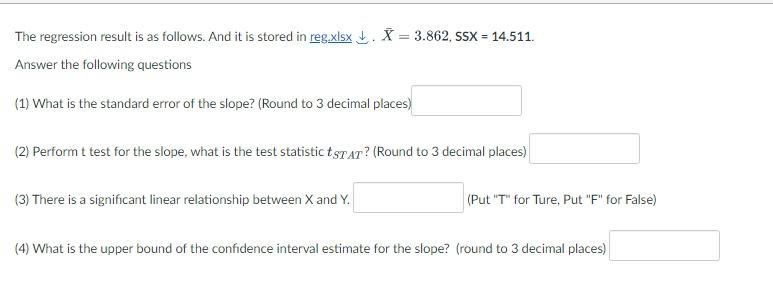 Solved The regression result is as follows. And it is stored | Chegg.com