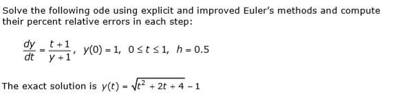 Solved Solve the following ode using explicit and improved | Chegg.com