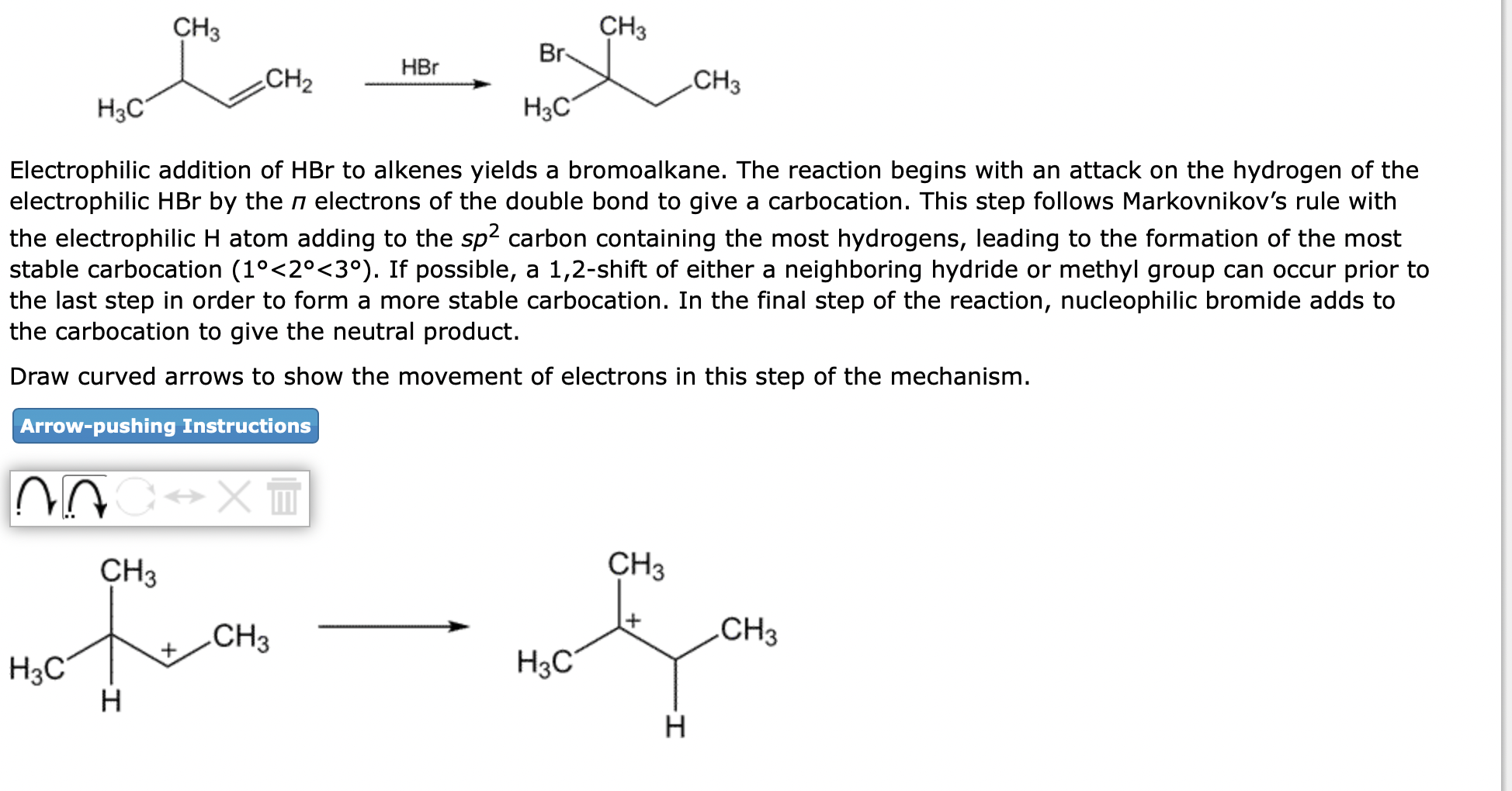 Solved Electrophilic addition of HBr to alkenes yields a | Chegg.com