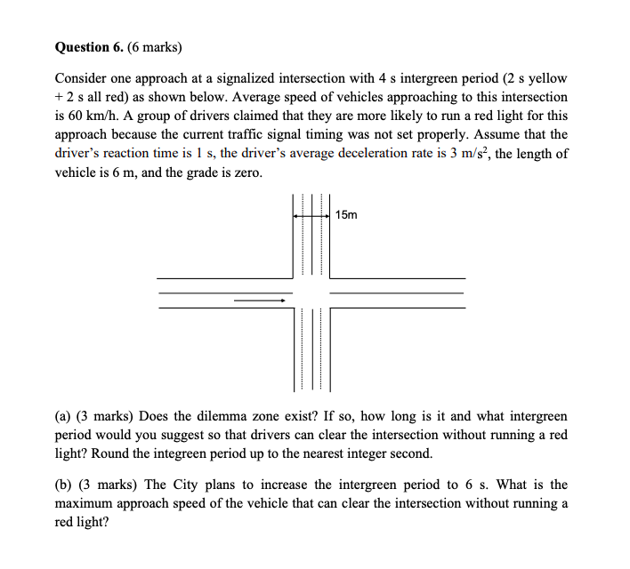 Consider one approach at a signalized intersection | Chegg.com