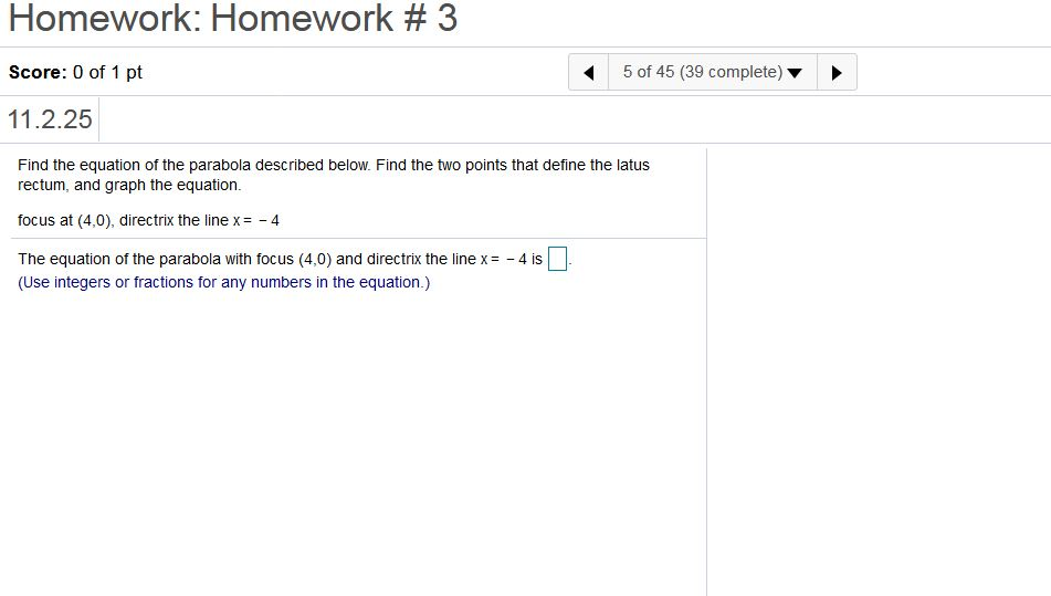 Solved Homework: Homework # 3 Score: 0 of 1 pt 5 of 45 (39 | Chegg.com
