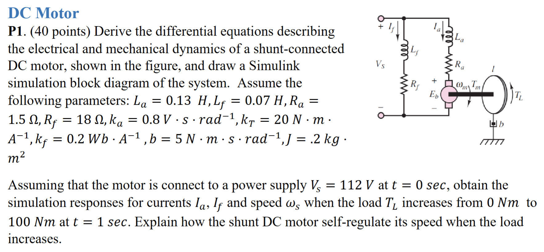 Solved P1. (40 points) Derive the differential equations | Chegg.com