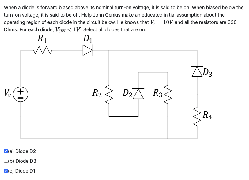 Solved When a diode is forward biased above its nominal | Chegg.com