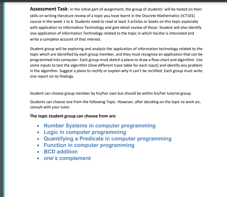 Solved Assessment Task: In the initial part of assignment, | Chegg.com
