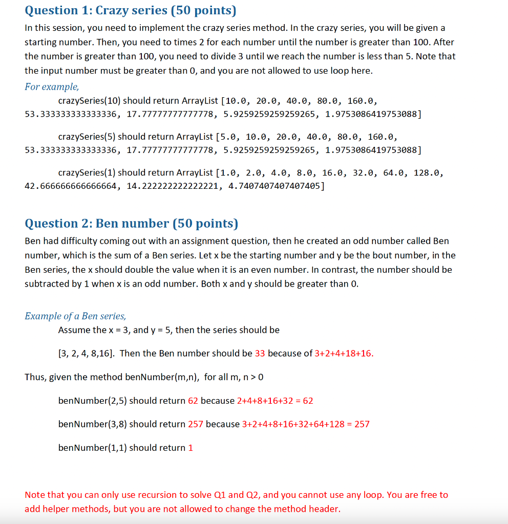 Solved Question 1: Crazy series (50 points) In this session, | Chegg.com