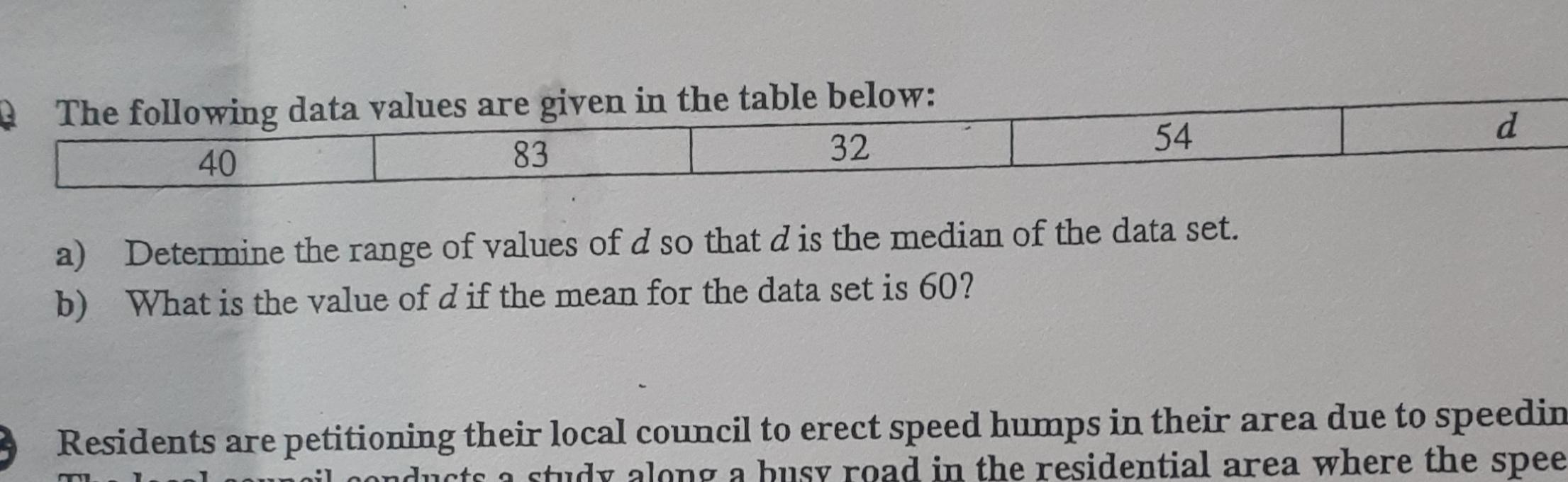 Solved a) Determine the range of values of d so that d is | Chegg.com